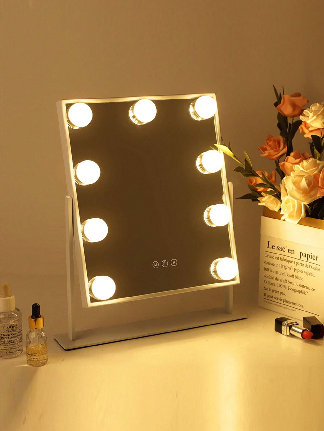 Smart Vanity Mirror with Light – 10X Magnification, 360° Rotation, 3 ...