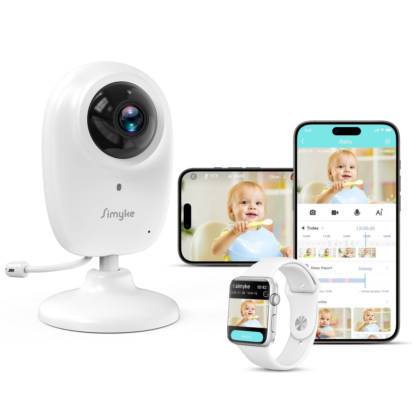 Smart Video Baby Monitor,1080P Baby Room Camera, APP Control,WiFi On ...
