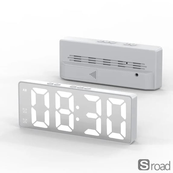 Smart Voice Activated LED Mirror Alarm Clock With Temperature Display ...