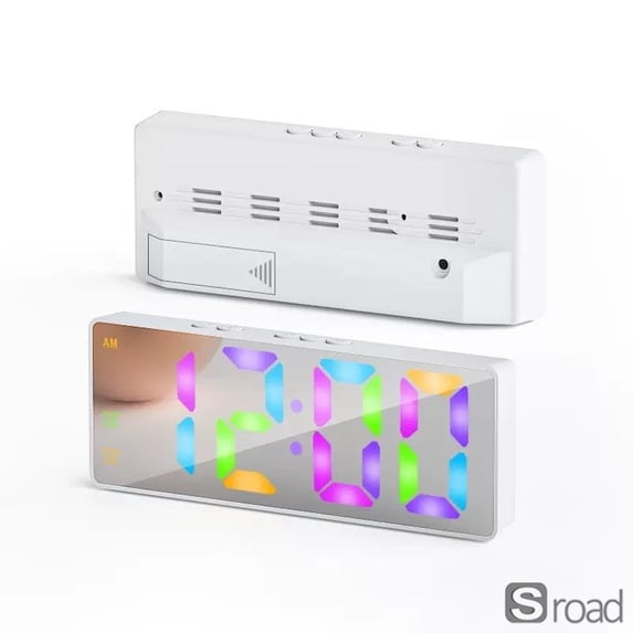 Smart Voice Activated LED Mirror Alarm Clock With Temperature Display ...