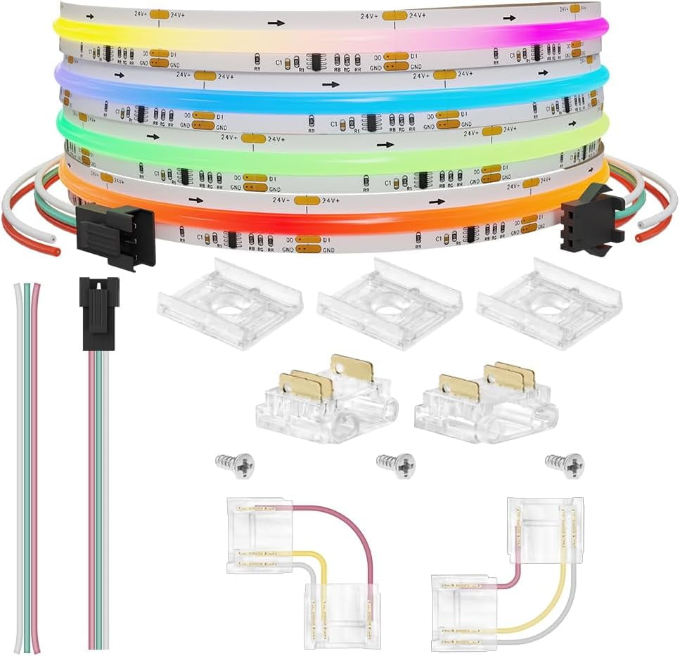 Smart WS2811 IC RGB COB LED Strip 6.56FT/2M, 720LED/m 20IC/M 12mm Width ...