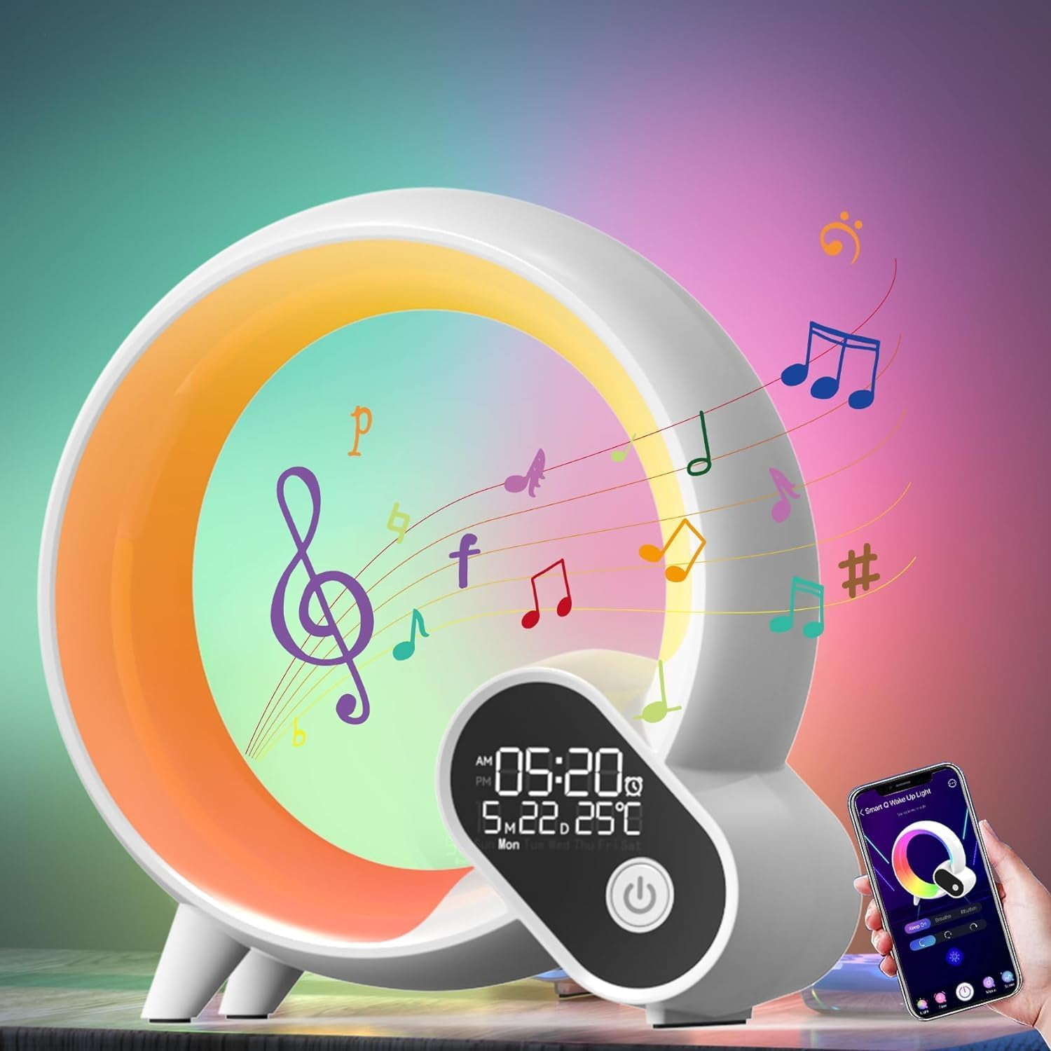 Smart Wake Up Light, Night lamp for Bedroom,Smart Alarm Clock with ...