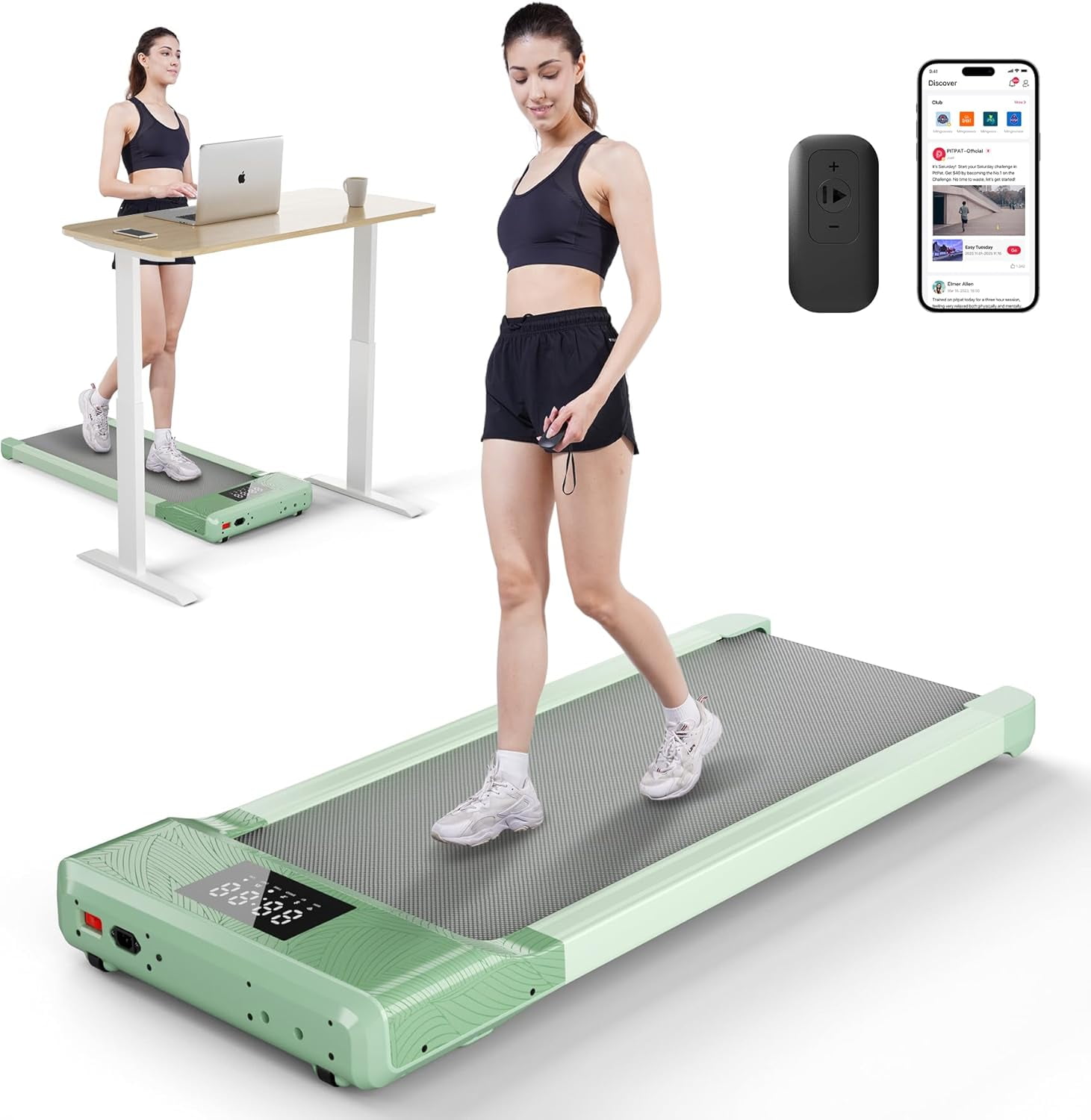 Smart Walking Pad with APP Walking Pad Treadmills for Home Small Portable 2 in 1 Under Desk ...