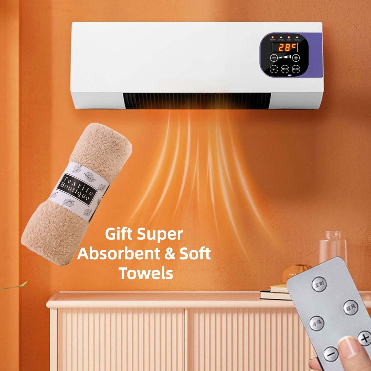 Smart Wall Heater 1500W, Remote Control Wall Mount Space Heater For ...