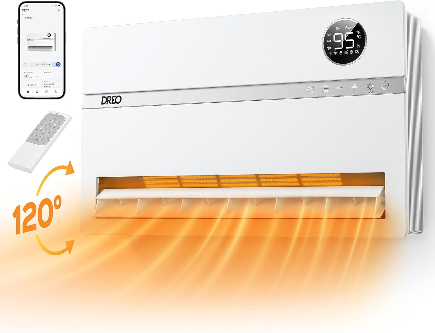 Smart Wall Heater, Electric Space Heater for Bedroom 1500W, 120 ...