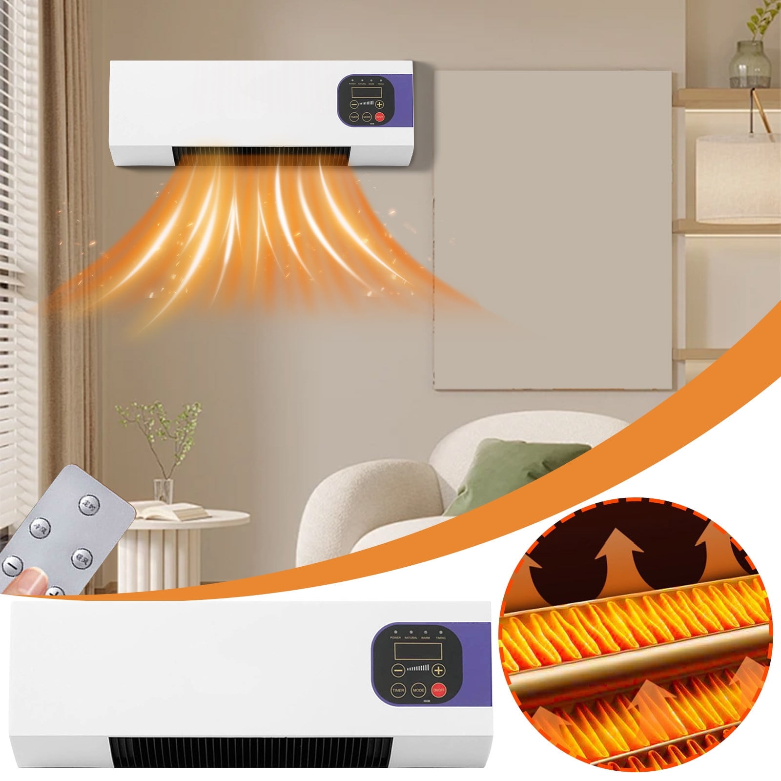 Smart Wall Heater, Wall-mounted Electric Heater , Adjustable Thermostat ...