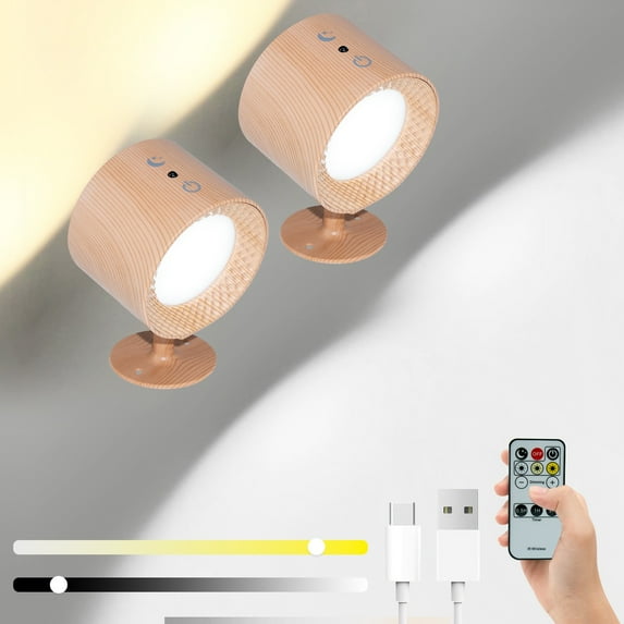 Smart Wall Lamp USB Remote Control 360 Rechargeable Three Color ...