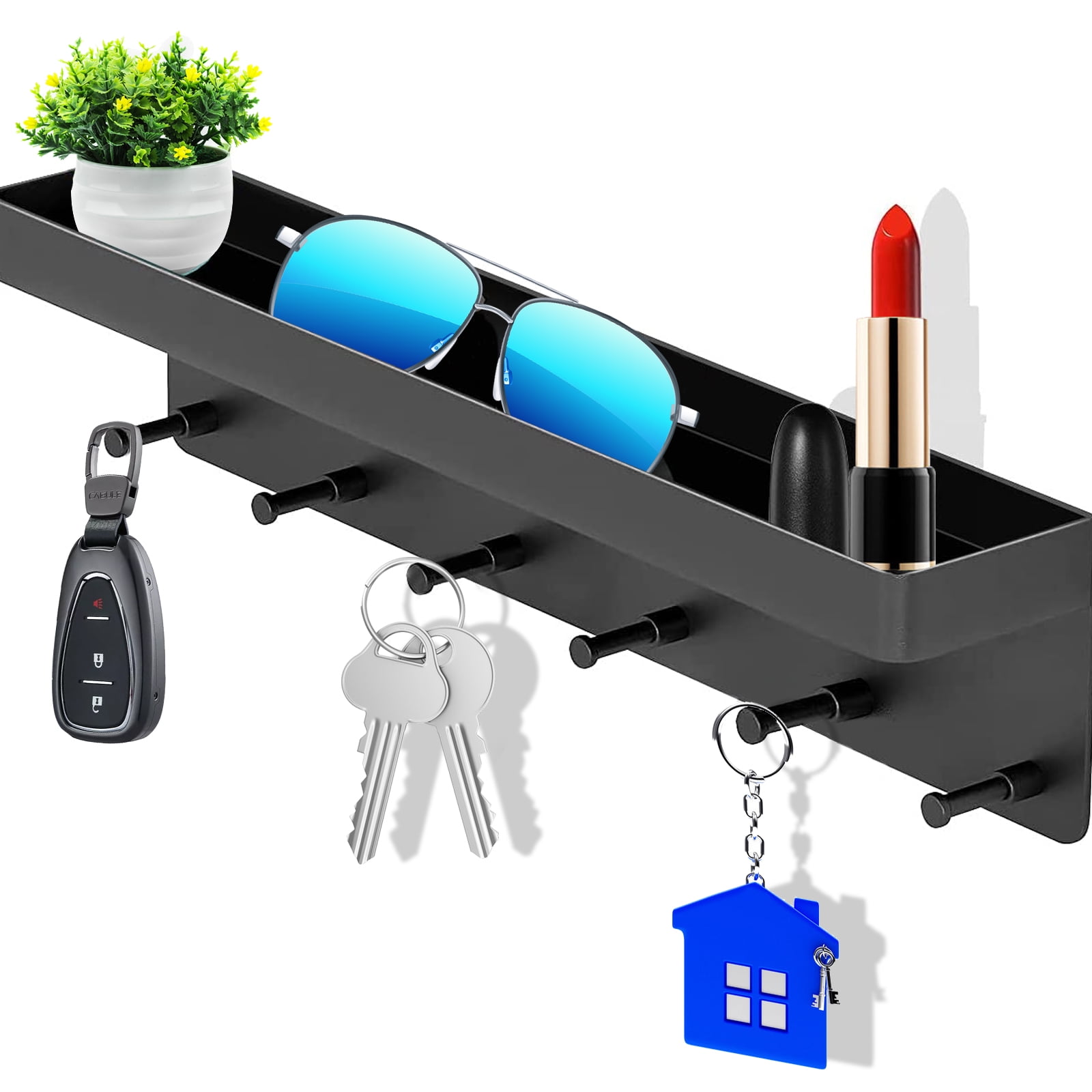 Smart Wall Mount Organizer, Metal Key Rack, Space Saver Key Holder with ...