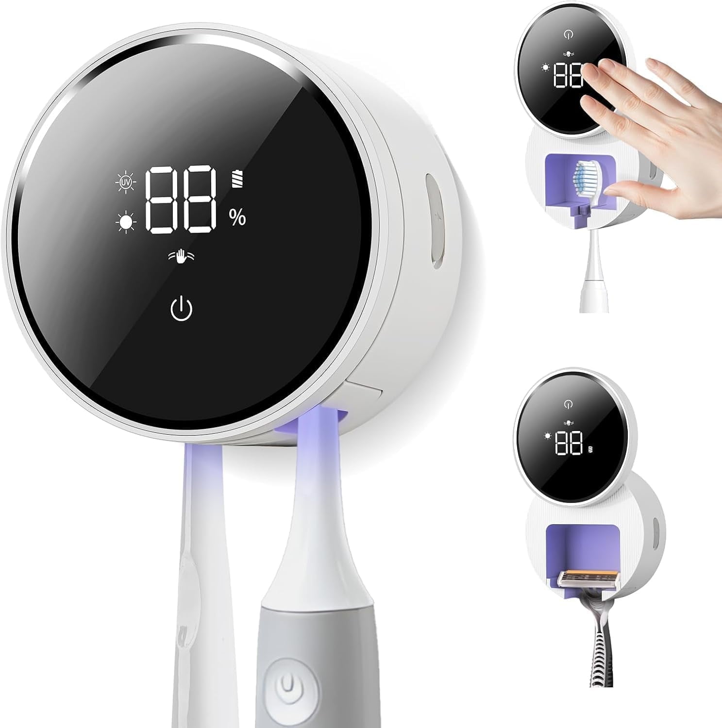 Smart Wall Mounted Toothbrush Razor Holder and Cleaner with Auto ...