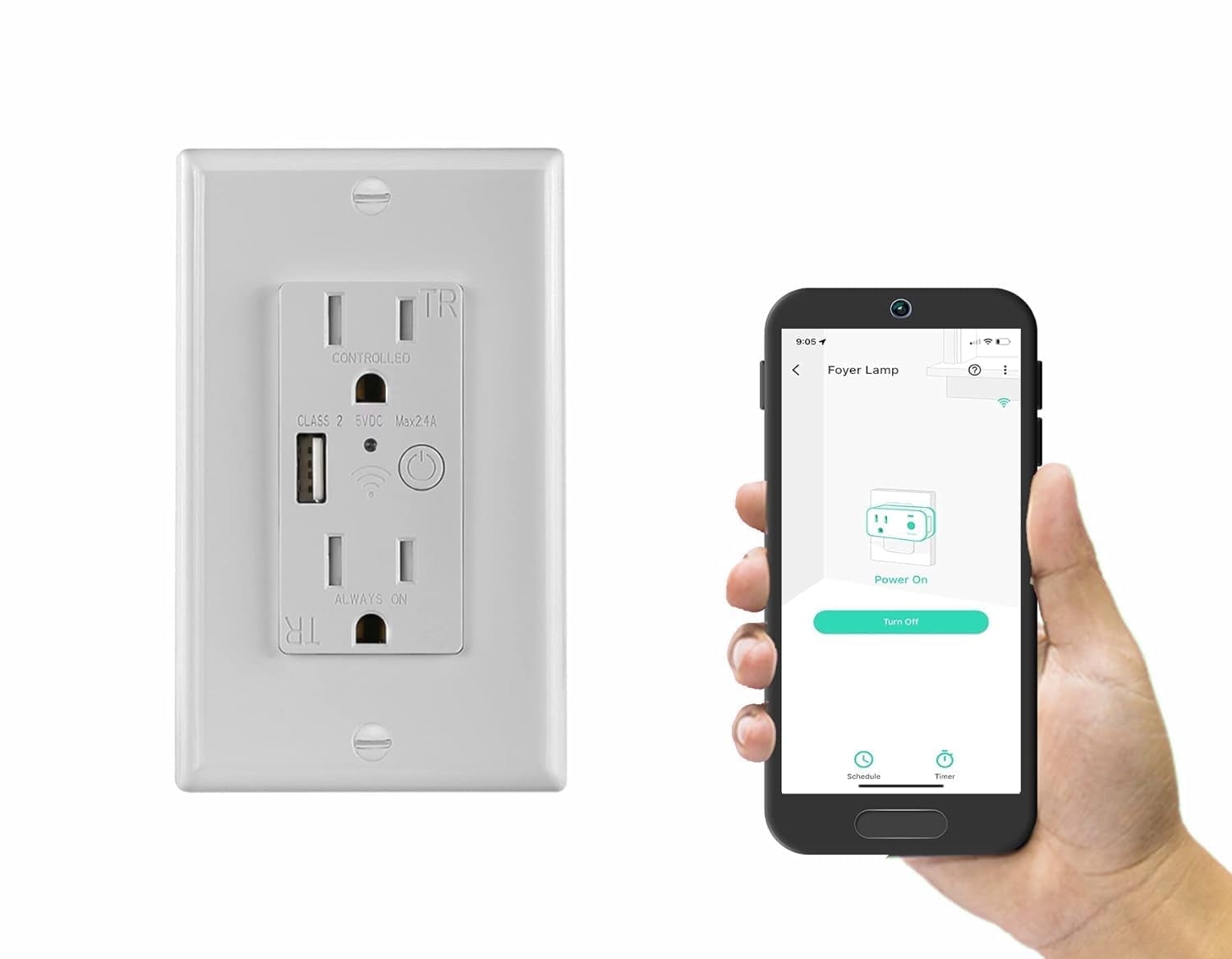 Smart Wall Plug, YoLink 1/4 Mile World's Longest Range Smart in-Wall ...