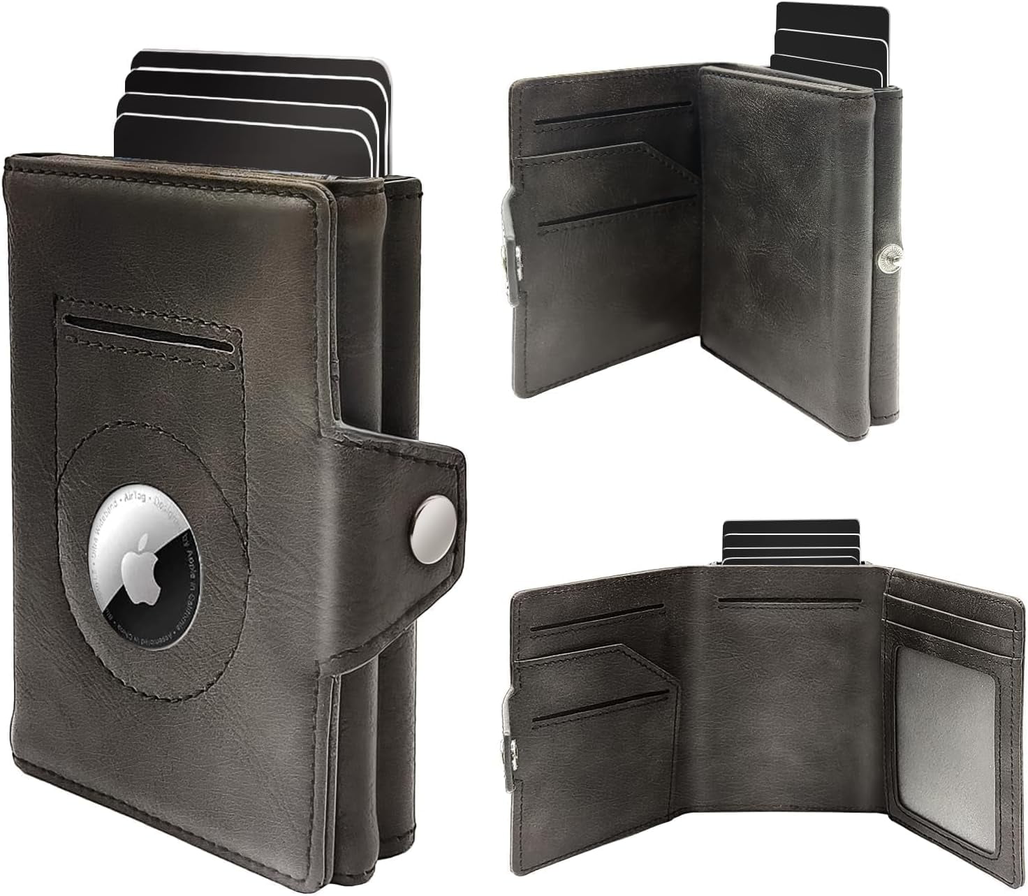 Smart Wallet RFID Blocking, Leather Wallet with Airtag Holder, Pop Up ...