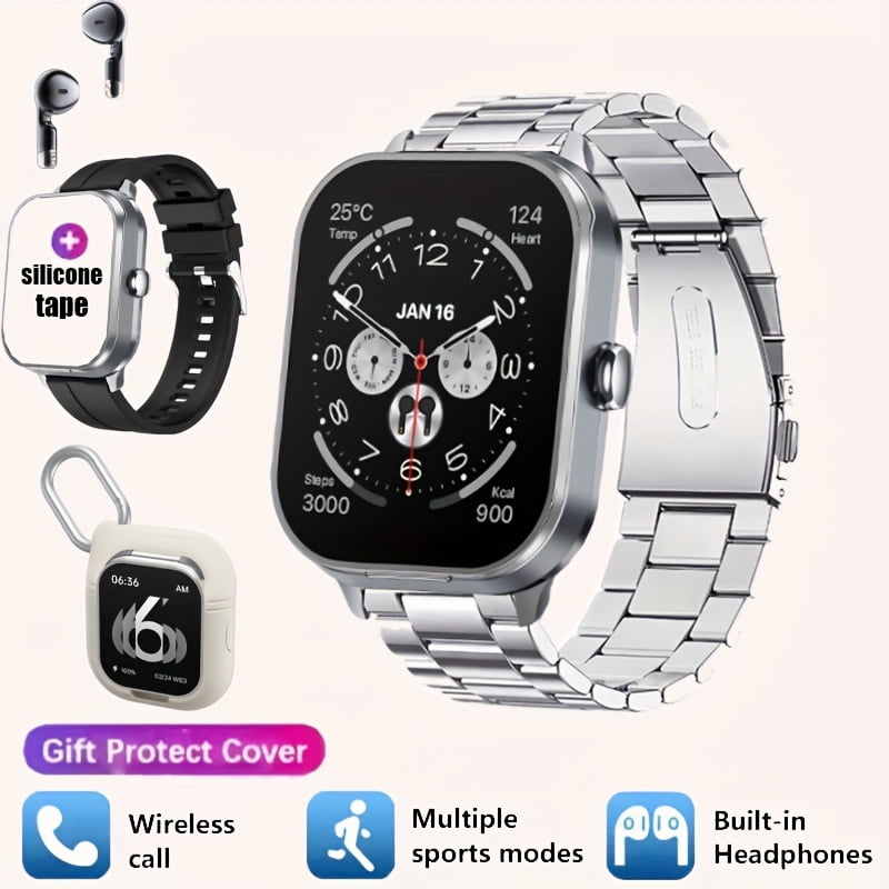 Smart Watch 2025 w/ Earbuds, 2-in-1 Watch & Earphones, Message Alerts ...