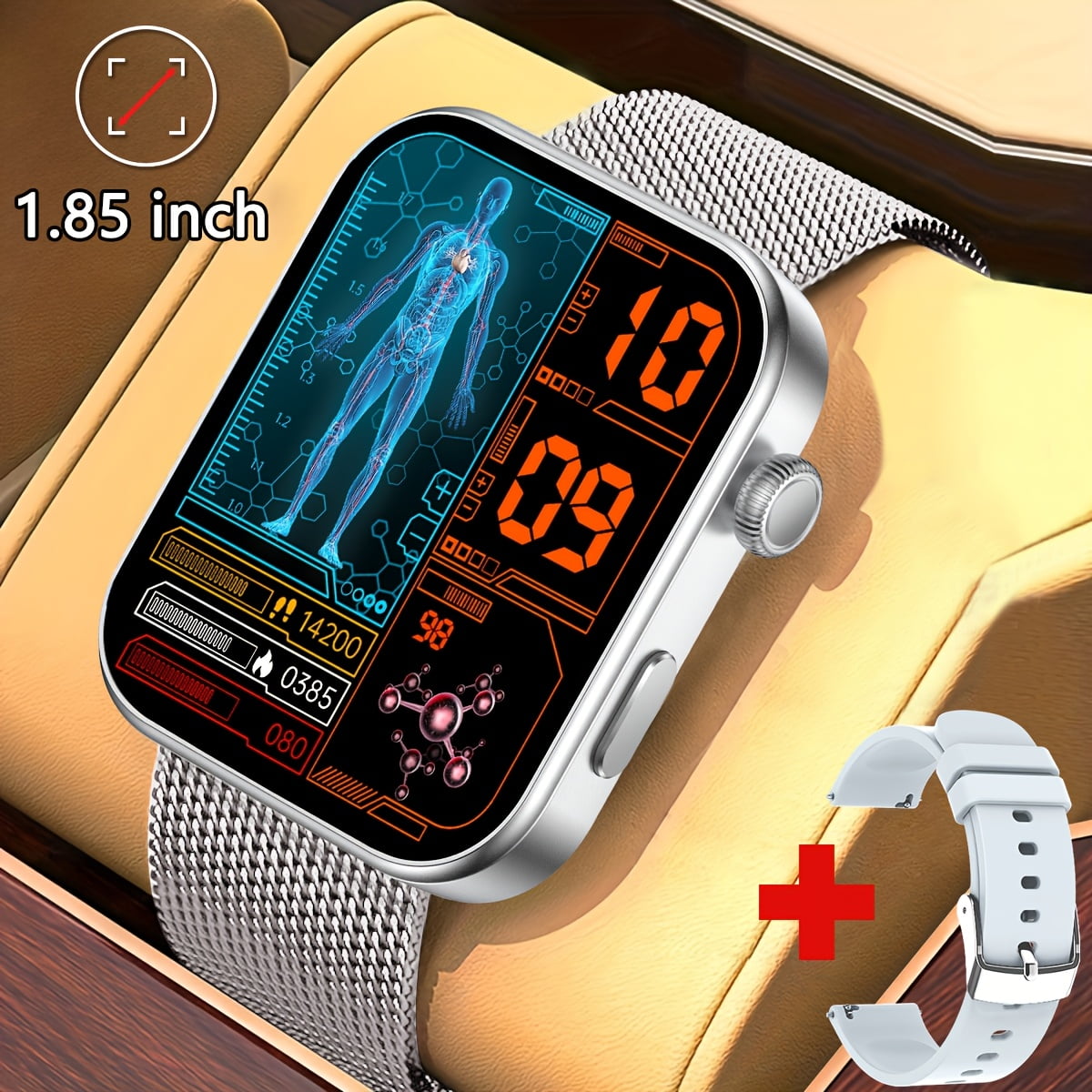 [Smart Watch For All] 1.85" Display, Wireless Call, Phone Sync, 1-Click ...