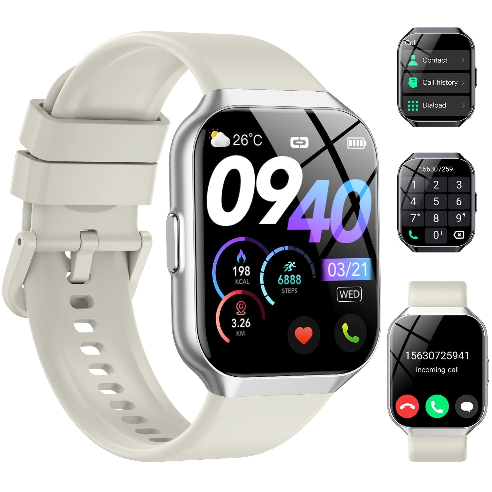 Smart Watch Fits for Android and iPhone 1.96'' Smartwatch for Men Women ...