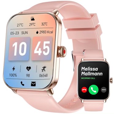 Women's Pink Smartwatch: Phone Call & Message Reminder, Step Counter ...