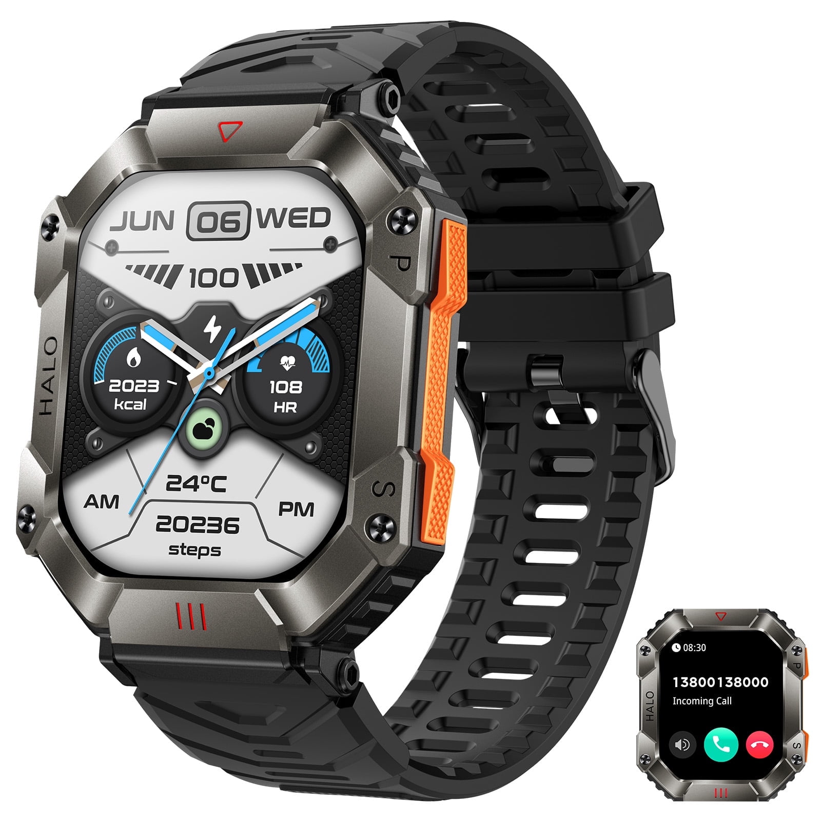 Smart Watch for Men 2.0" HD with Call Elevation Barometer Compass IP68 ...