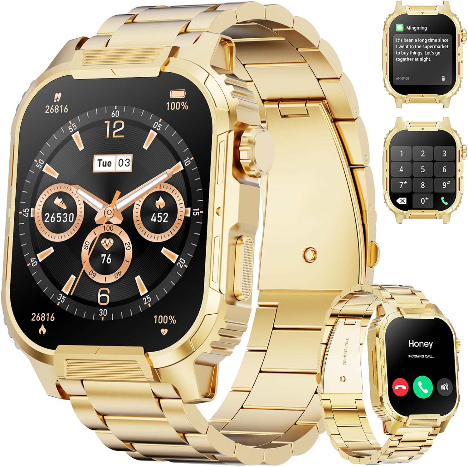 Smart Watch for Men, 2.02” HD Big Screen Rugged Smart Watch with Bluetooth Call Blood Oxygen ...