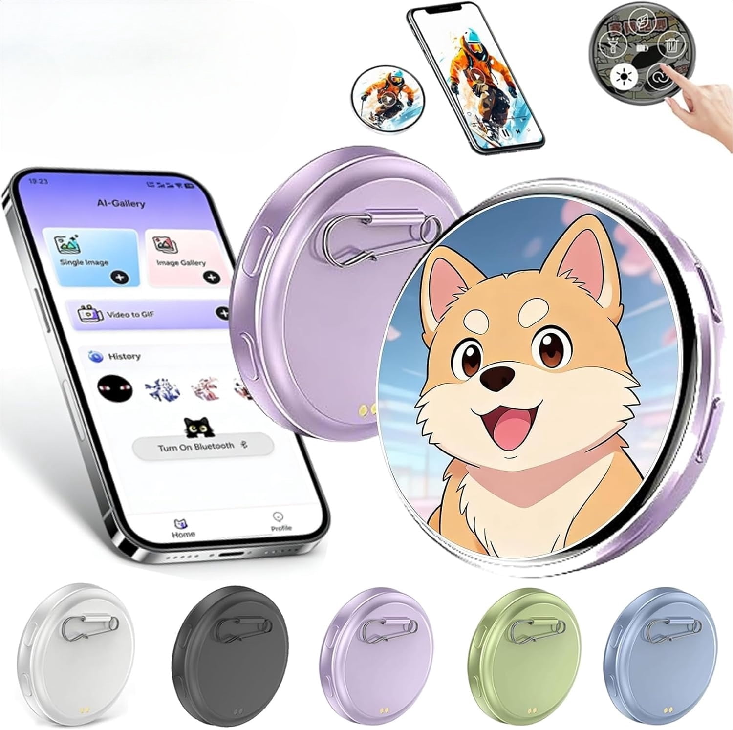 Smart Wearable Digital Badge Kit, 1.7" IPS Touchscreen Video Display ...