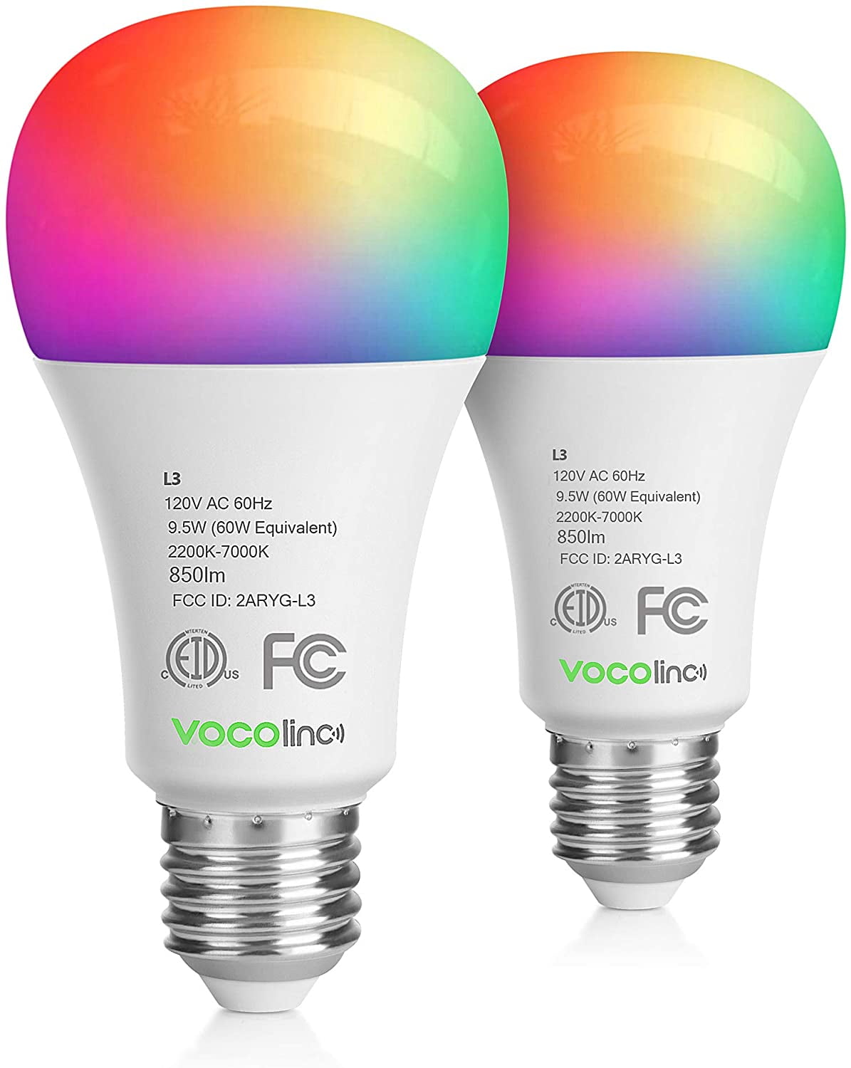 Smart Wi-Fi LED Light Bulb A21 9.5W (60W Equiv.) Multicolor and Whites ...