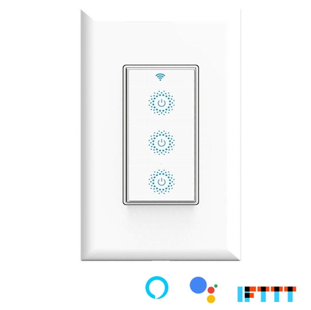 Smart Wi-Fi Triple Light Switch, 3 individual Single Pole Switch, 3 in ...