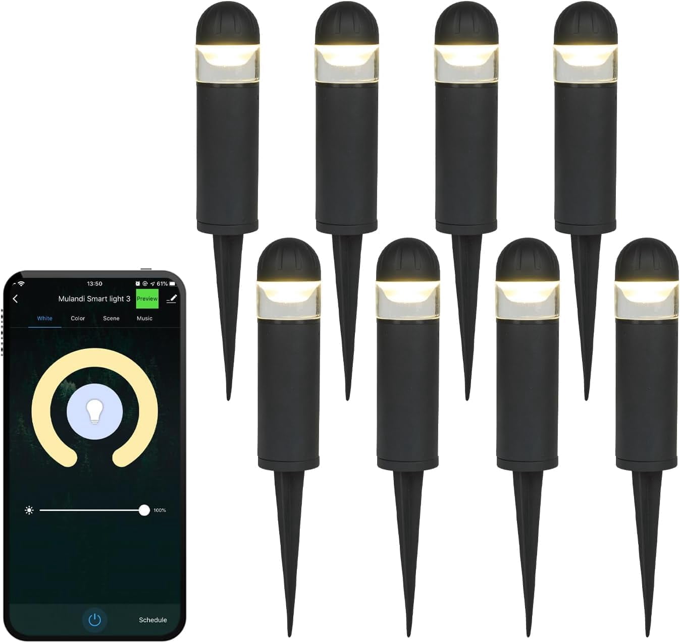 Smart WiFi/BLE LED Pathway Lights (8 Pack) - APP Controlled Color ...