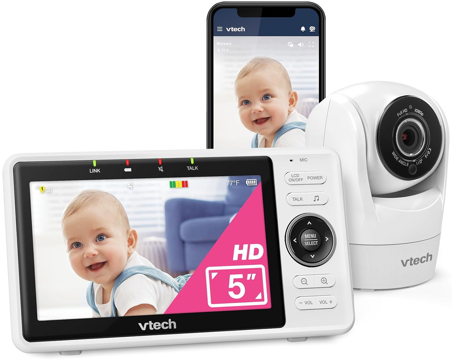 Smart WiFi Baby Monitor with 1080p FHD Camera and 5" HD IPS Display ...