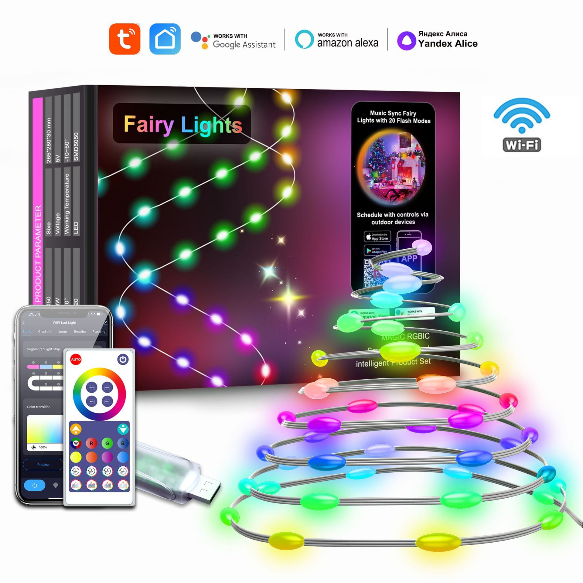Smart WiFi Fairy Lights, 50Ft Christmas String Lights Work with Alexa ...