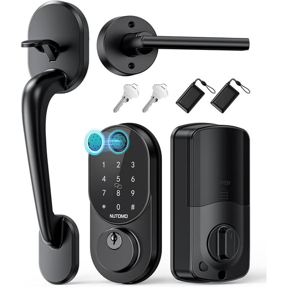 Smart Front Door Lock Set: Keyless Entry Fingerprint Deadbolt with 2 ...