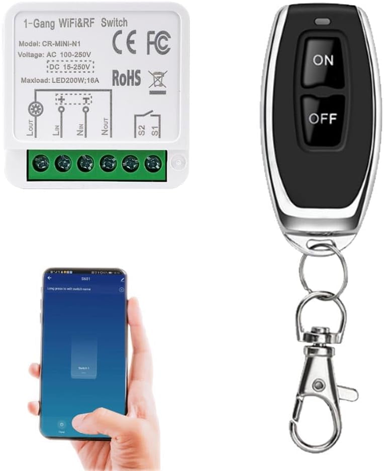Smart WiFi Light Switch, RF Wireless Remote Control Switch Kit, APP ...