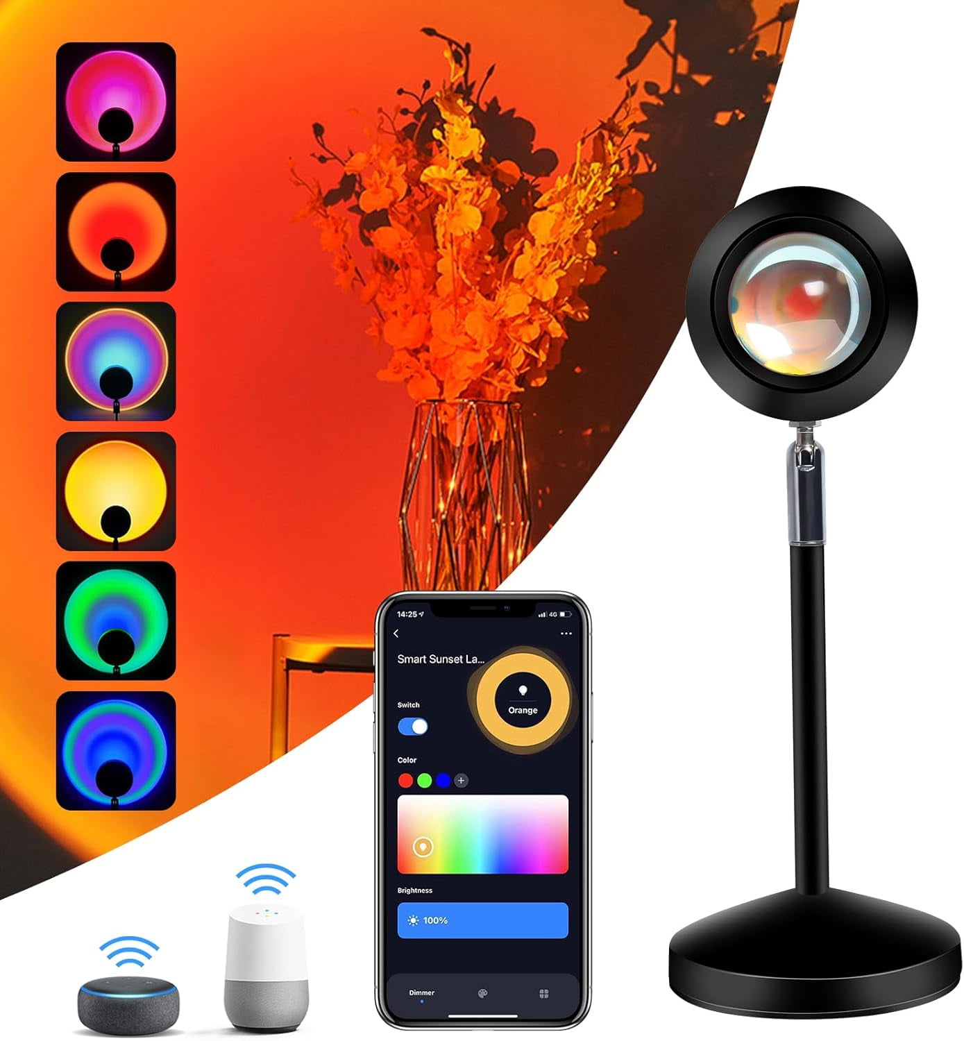 Smart WiFi Sunset Lamp 16 Million Multiple Colors, Sunset Projection ...
