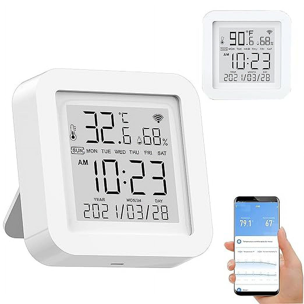 Smart WiFi Temperature Humidity Monitor: TUYA Wireless Temperature Humidity Sensor with APP ...