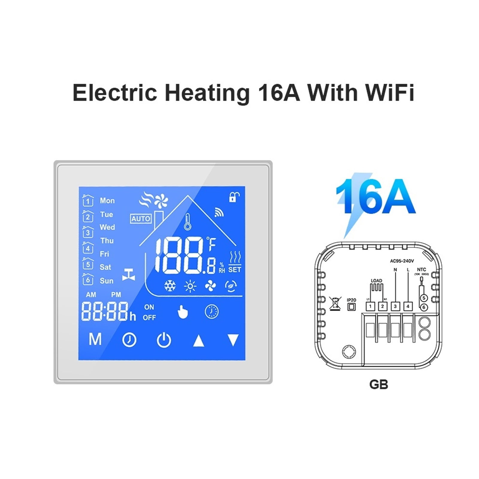 Smart WiFi Thermostat Digital Heating Water/Gas Boiler Electric Floor Thermostat Temperature ...