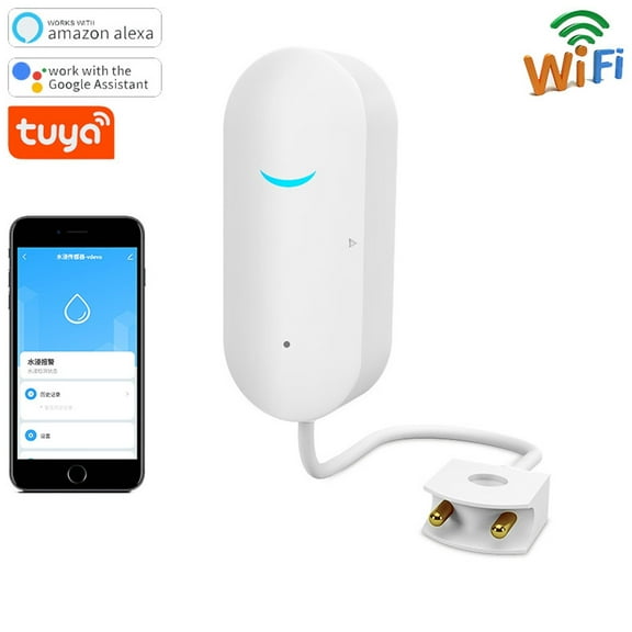 WiFi Water Sensor, Smart Water Leak Detector, 100dB Adjustable Alerts ...