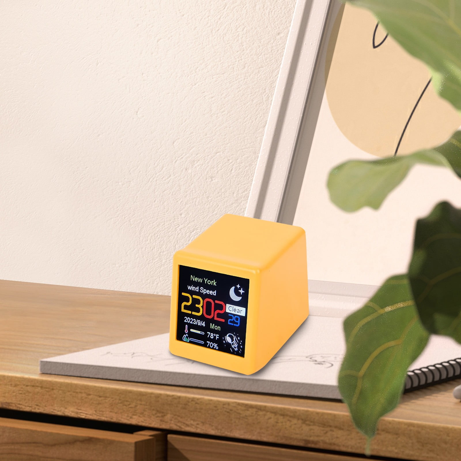 Smart WiFi Weather Station Clock Desktop Mini Clock with Weather, Time ...