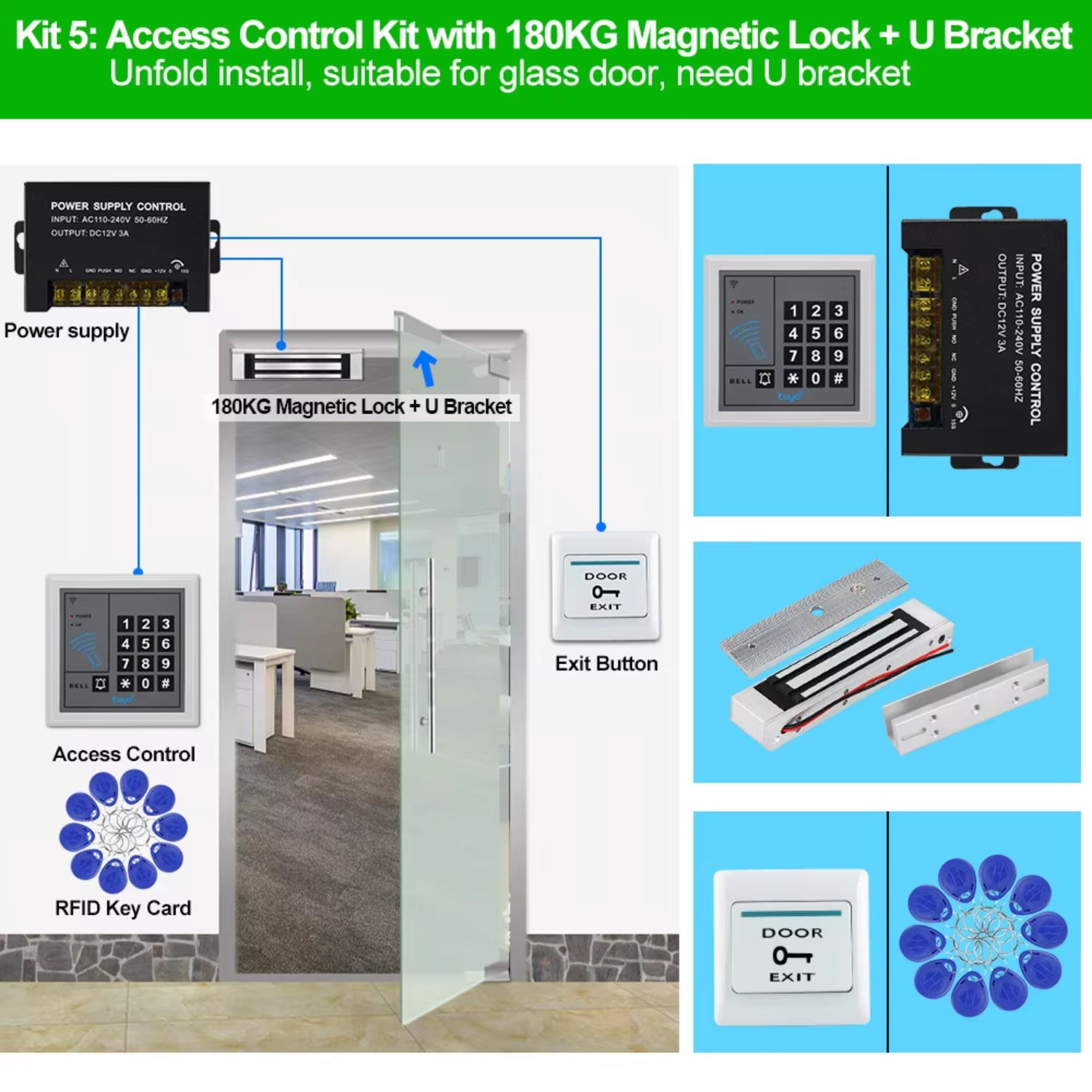Smart Wifi Door Access Control System Kit with RFID Keypad Remote ...