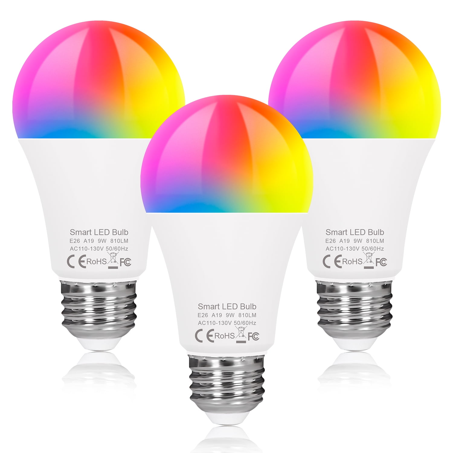 Smart Wifi Light Bulb 110V LED RGBW Color 9 Watts Bulb,No Hub Required ...
