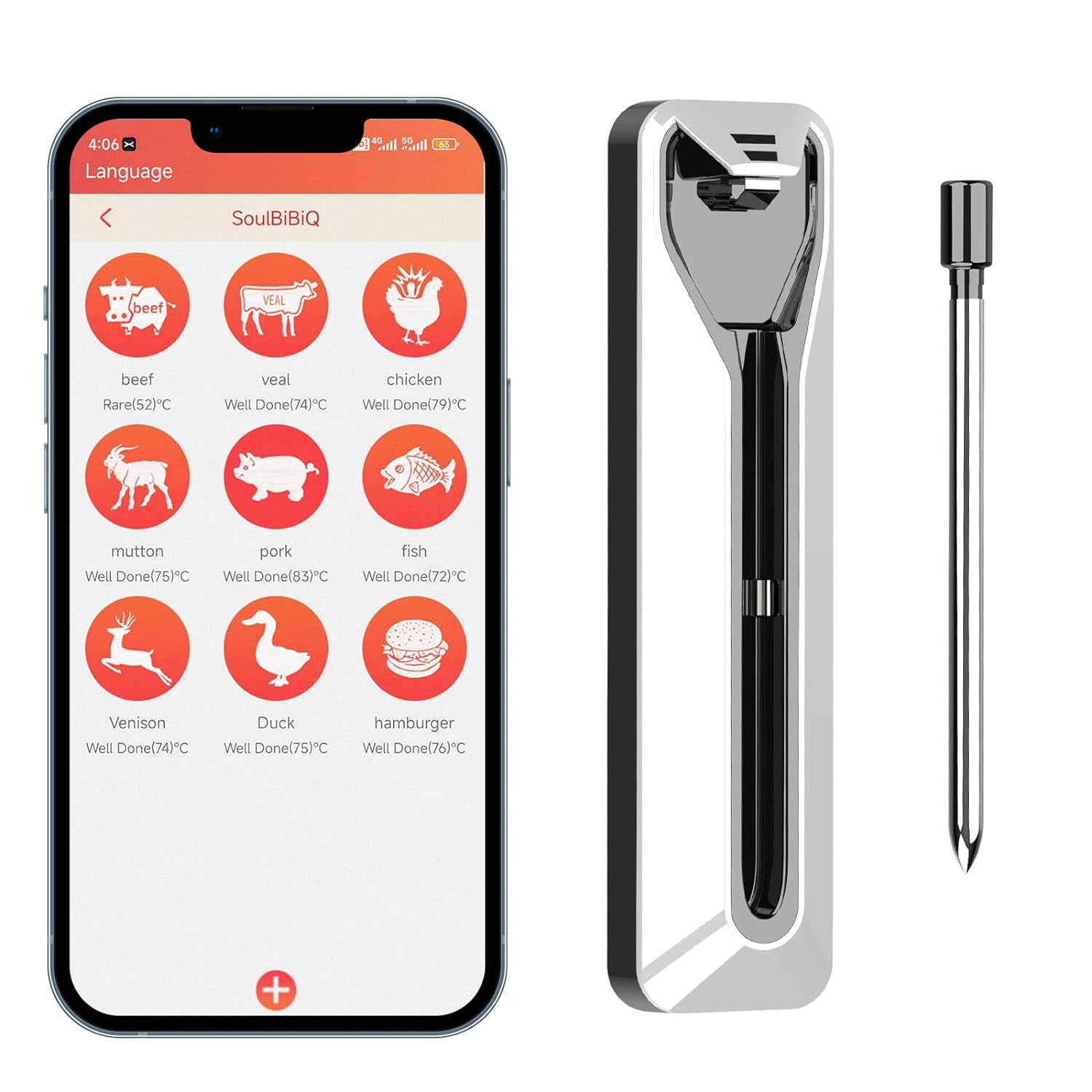 Smart Wireless Bluetooth Meat Thermometer Digital, Meat Thermometer ...