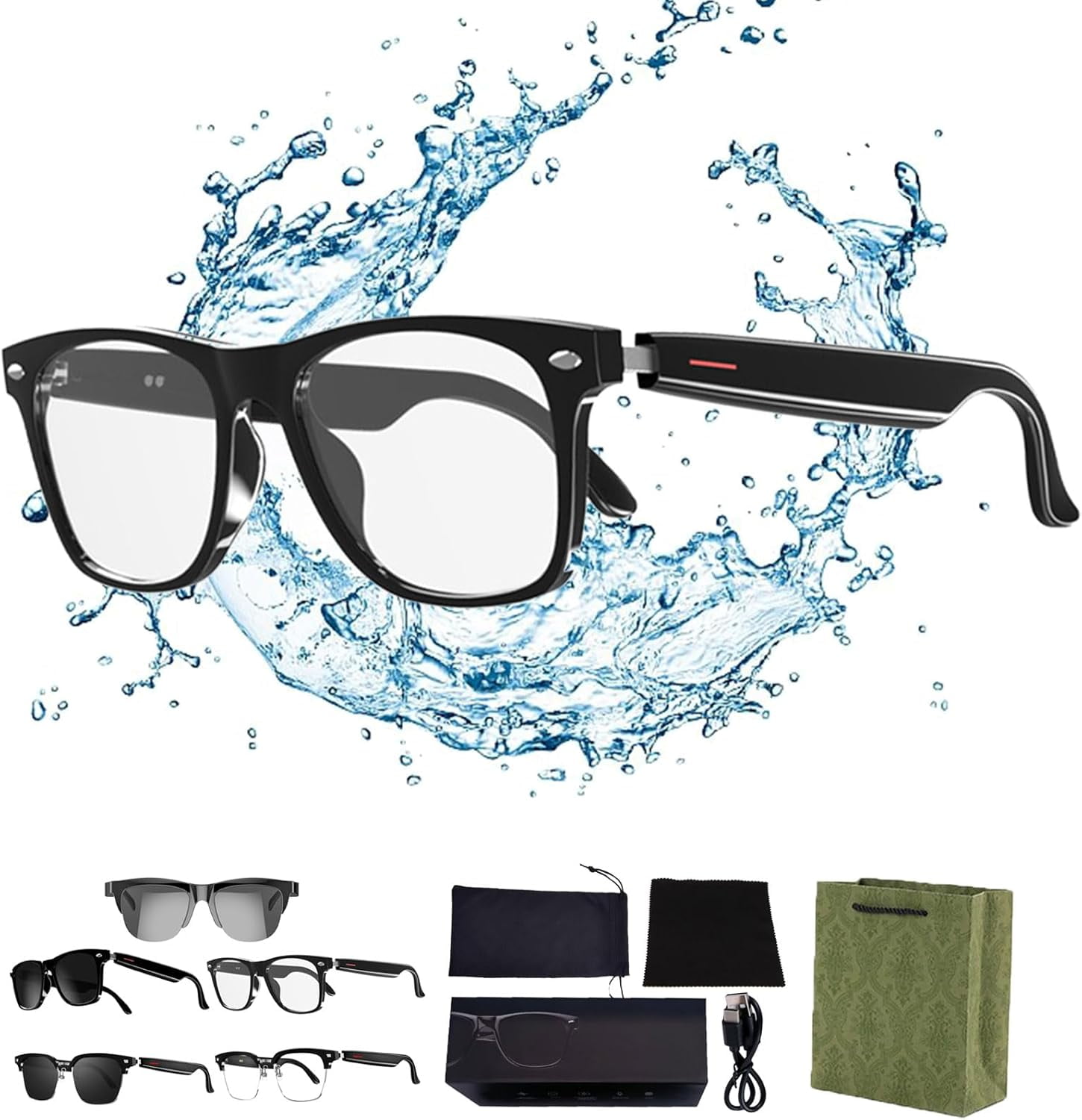 Smart Wireless Headphone Sunglasses, Smart Glasses Listenable Songs ...