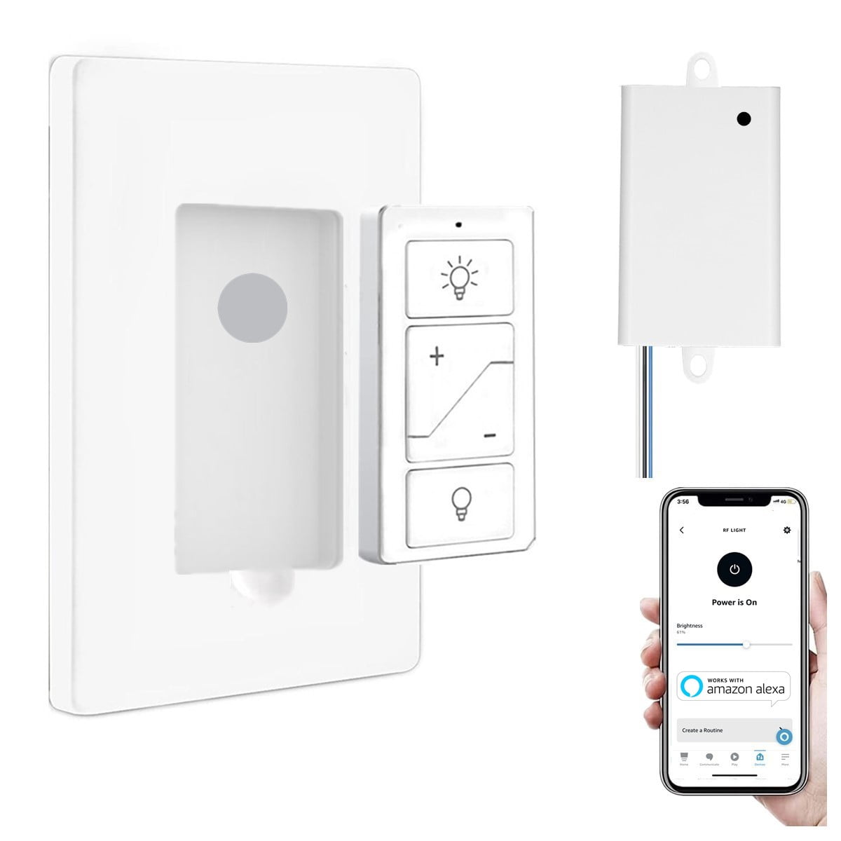 Smart Wireless Light Switch and Receiver Kit,Brightness Adjustable ...