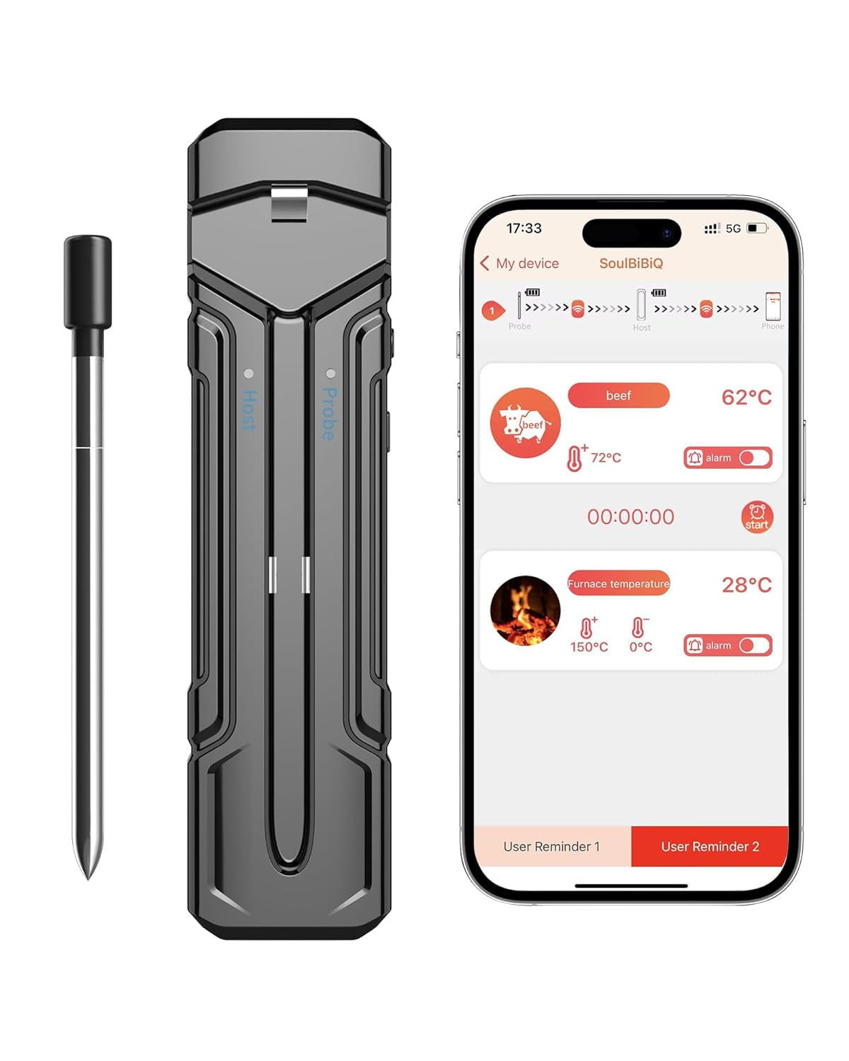 Smart Wireless Meat Thermometer, 500ft Truly Wireless Range Bluetooth ...