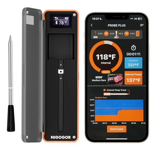 Smart Wireless Meat Thermometer with Thinnest Probe, Bluetooth Food ...