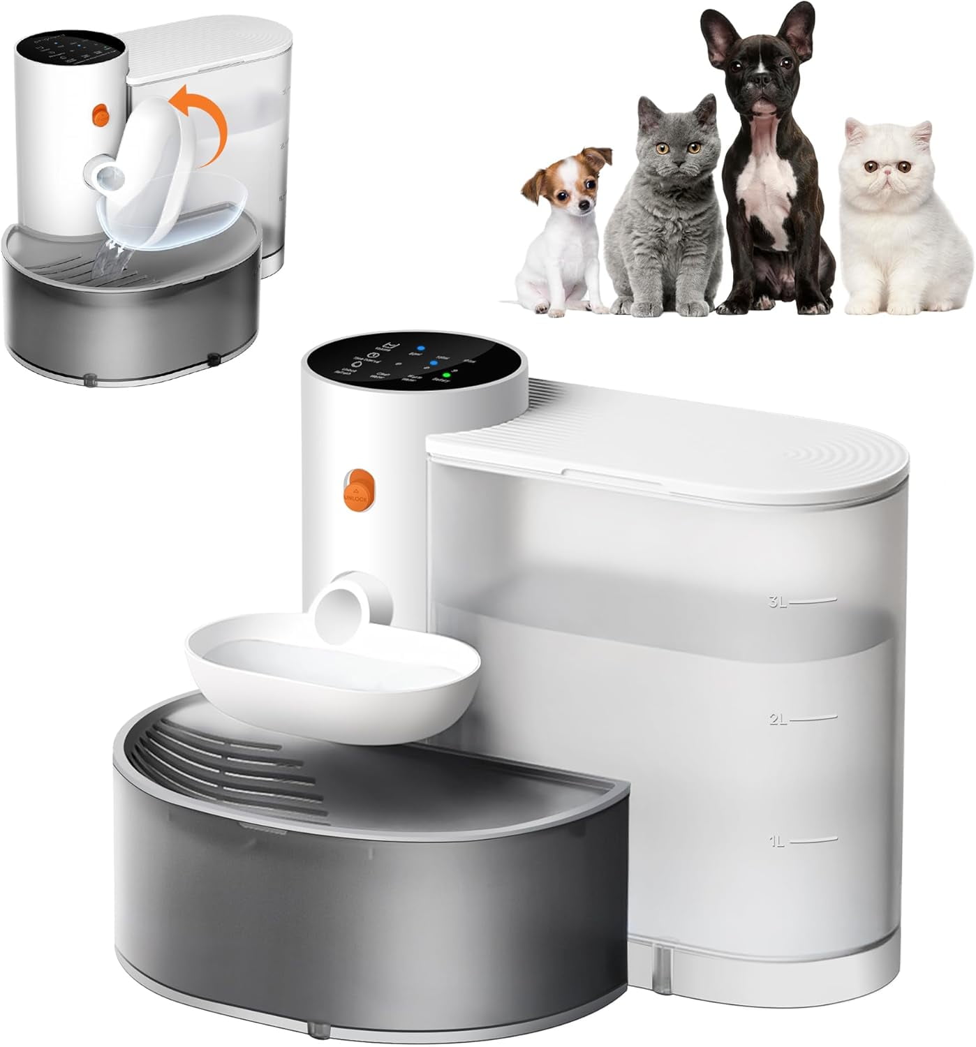 Smart Wireless Pet Water Fountain, No Filter, 3.5L Large Capacity ...