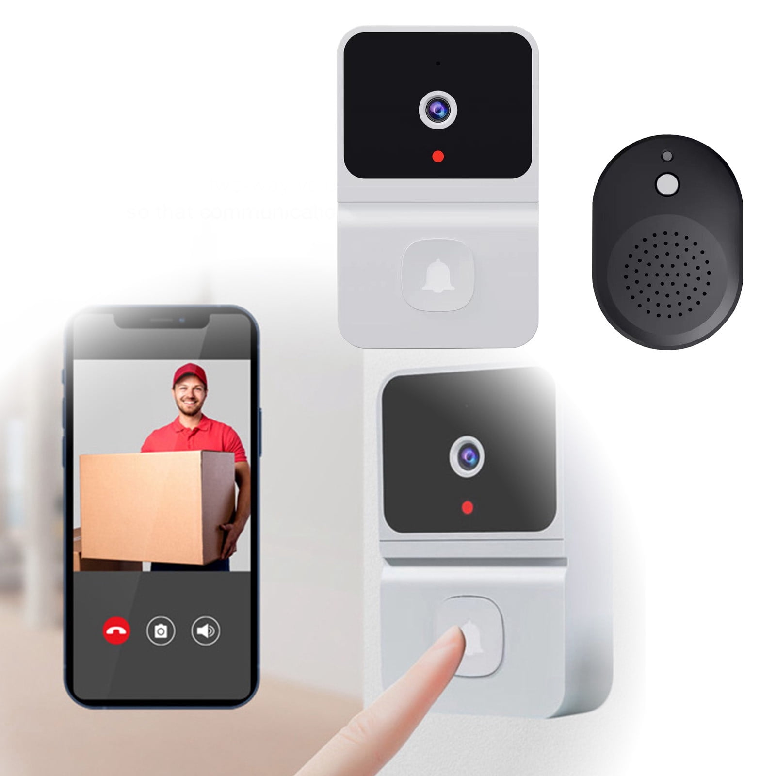 Smart Wireless Remote Control Video Doorbell Smart Video Ring Doorbell Home Intercom Night Wifi ...