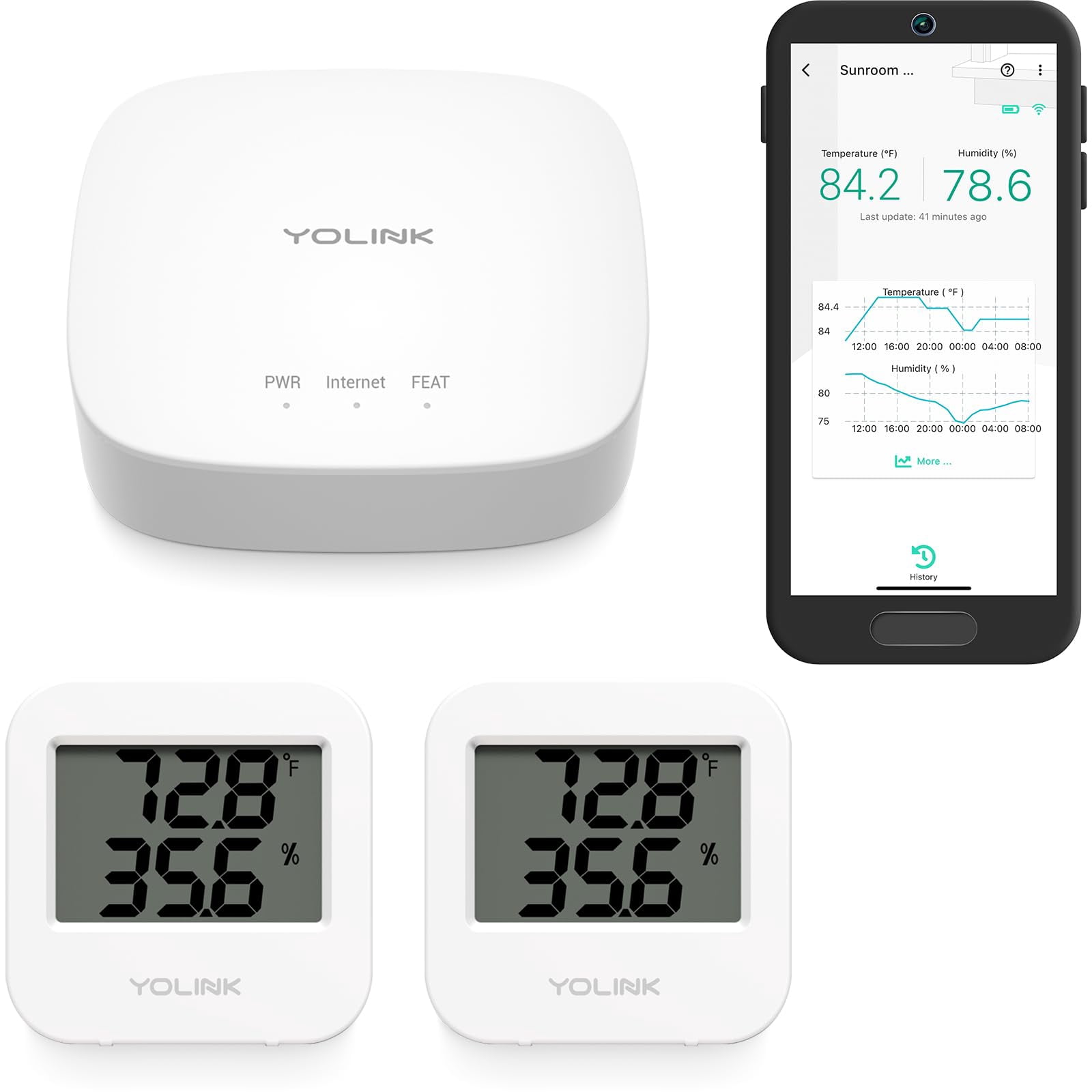 Smart Wireless Temperature/Humidity Sensor Wide Range (-22 to 158 ...