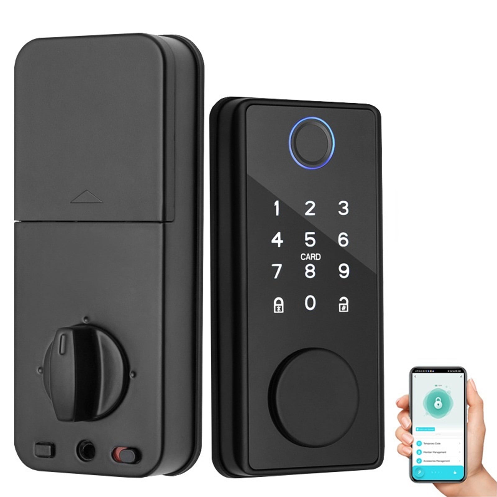Smart Wood Door Lock Password Fingerprint Bluetooth Electronic Deadlock ...
