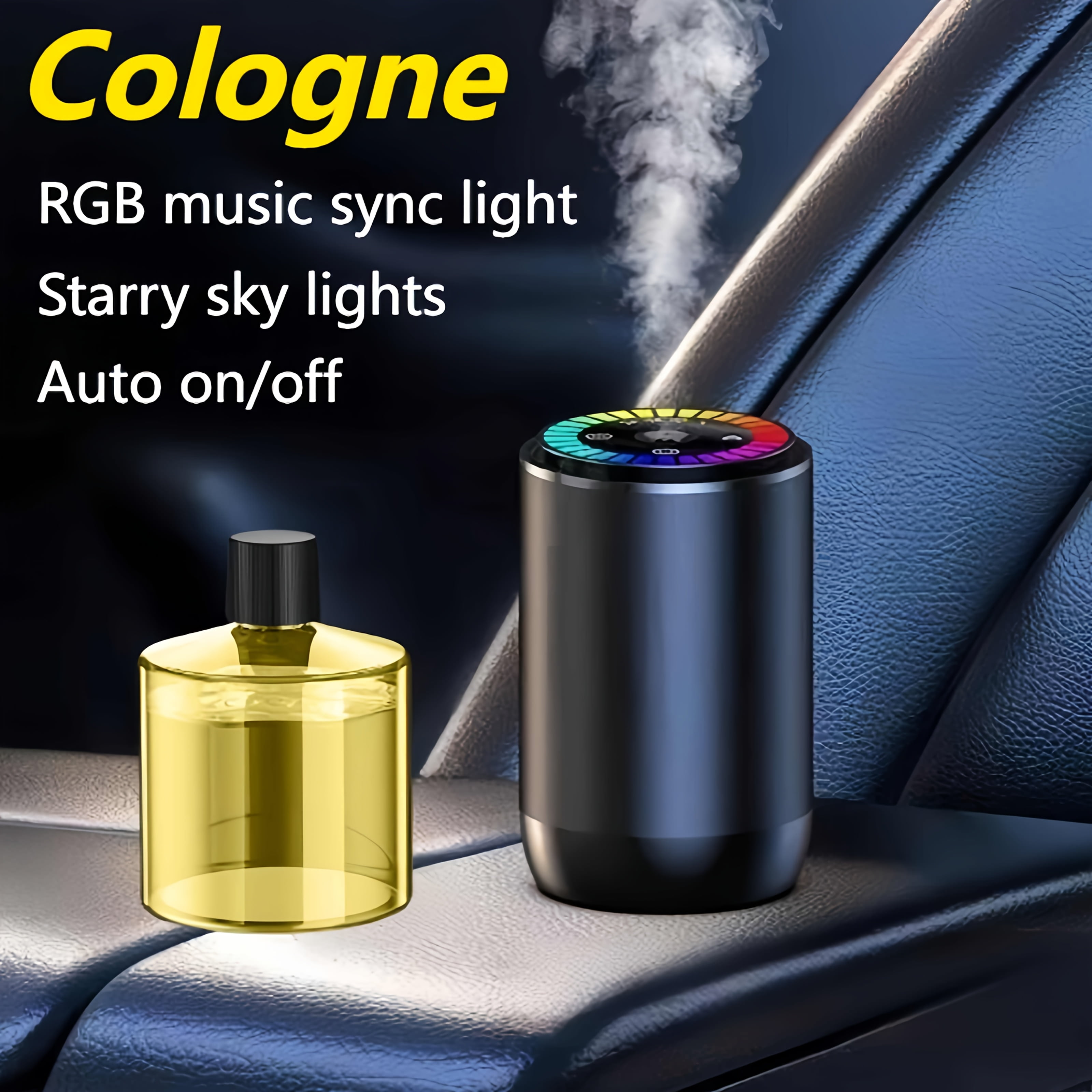 Smart car diffuser - starry projection, 5-sec deodorization, 4 oils & 5 ...