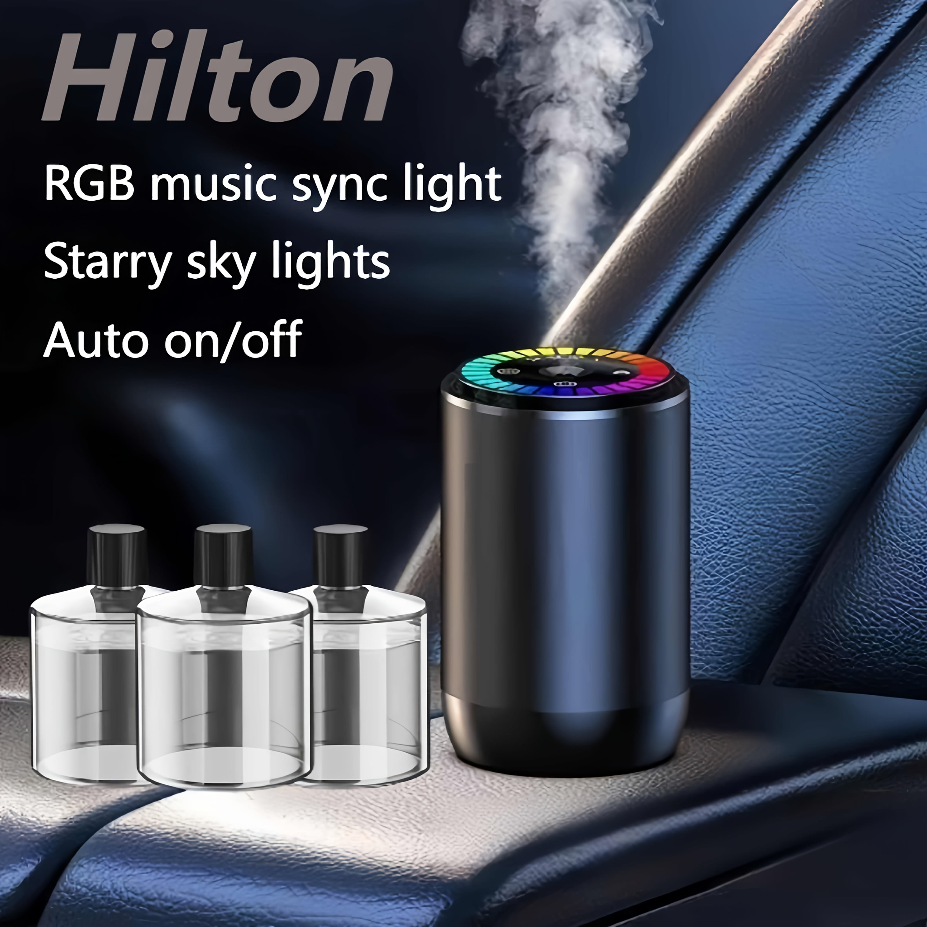 Smart car diffuser - starry projection, 5-sec deodorization, 4 oils & 5 modes, USB recharge ...