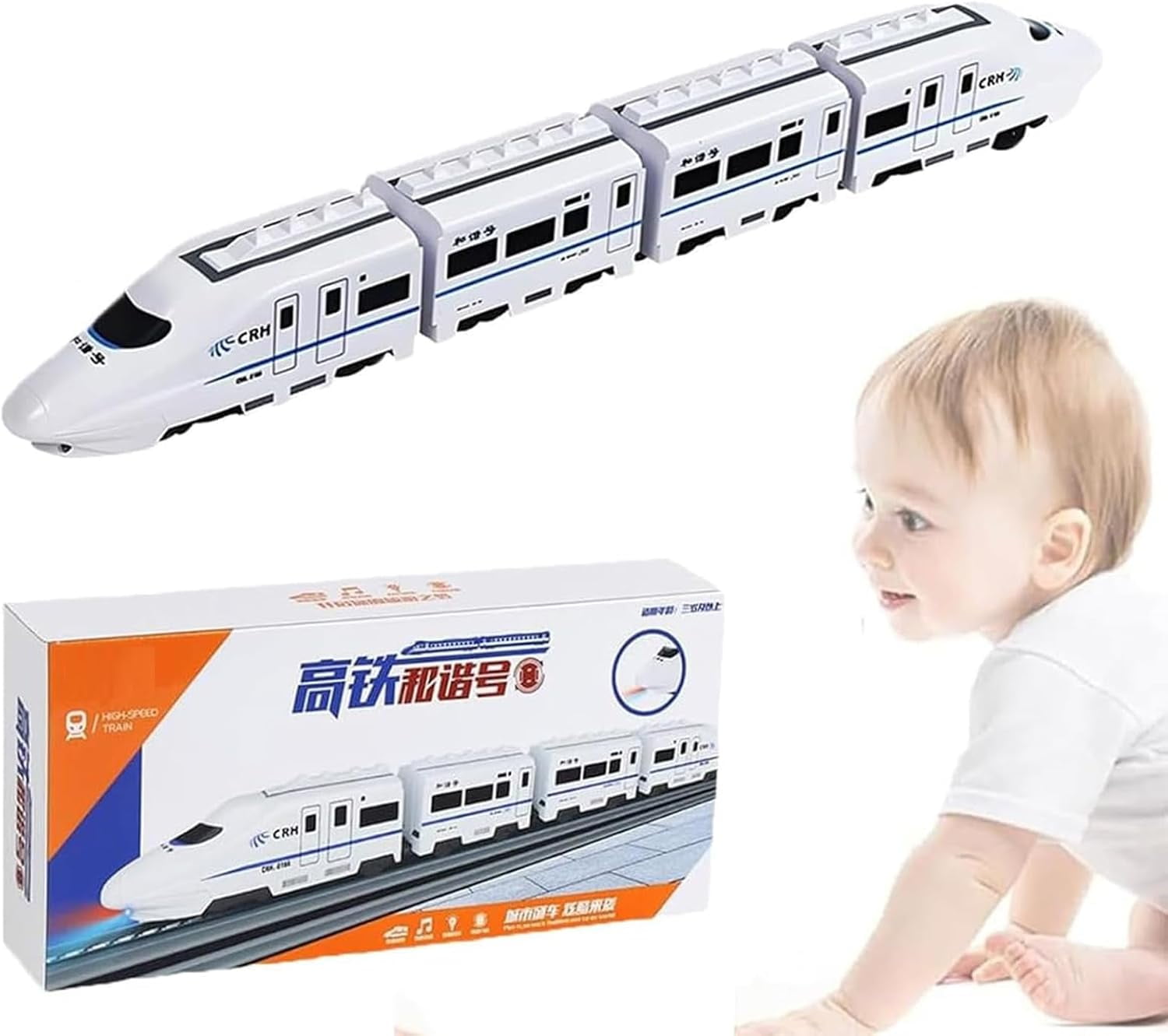 Smart chain-linked train children's toy, rechargeable, with lights and ...