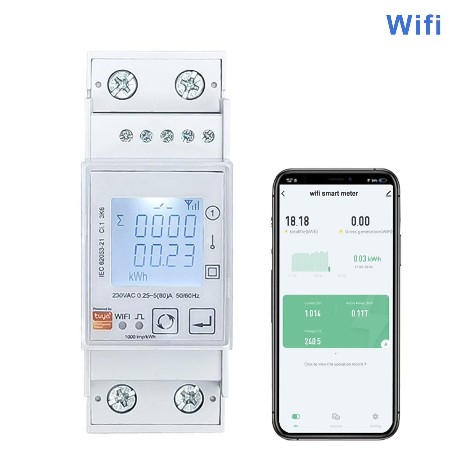 Smart energy meter single-phase digital energy meter DIN rail energy ...