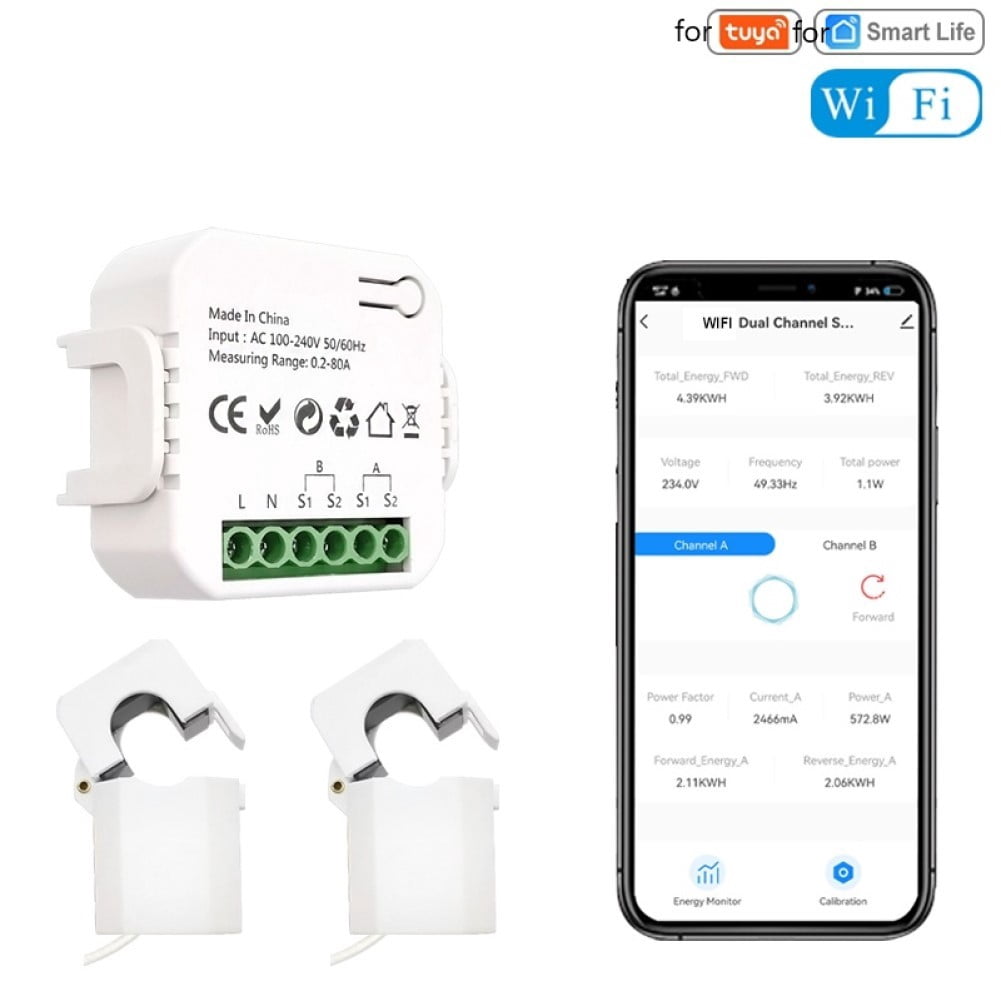 Smart for Tuya WiFi Energy Meter 80A W/h Current Transformer Clamp ...